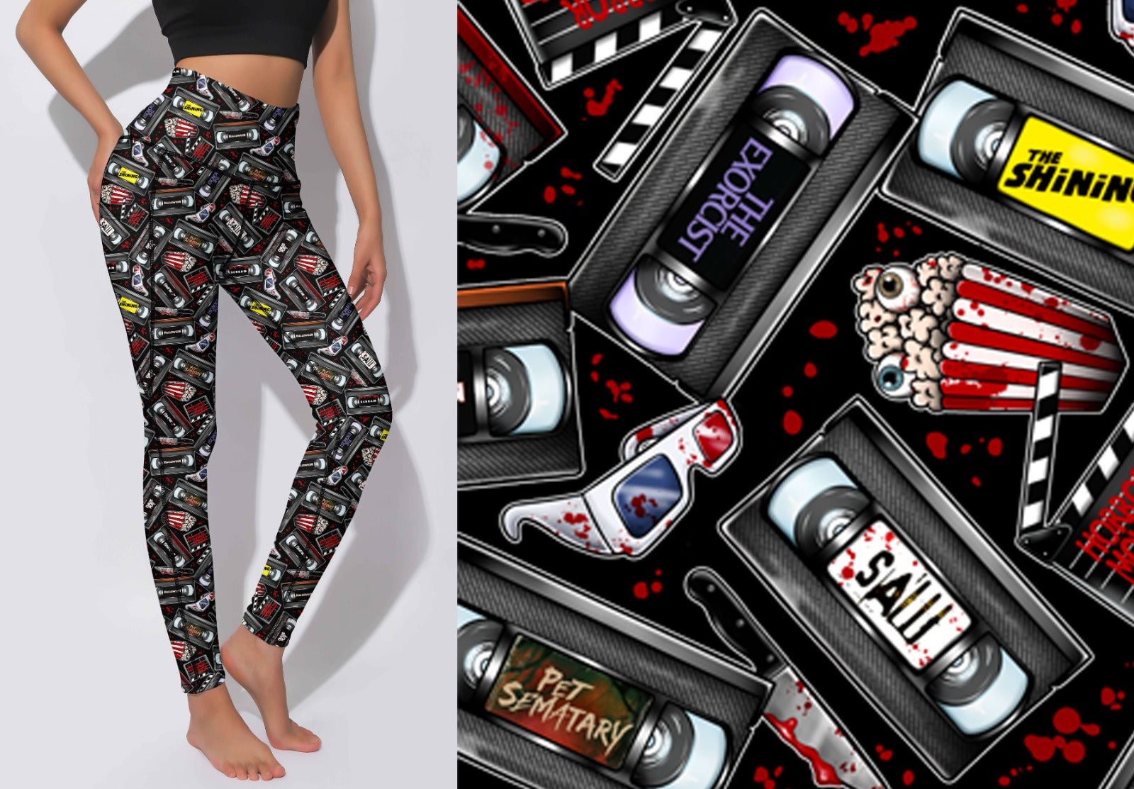 Active leggings - VHS Horror – Miss Society Sleaford